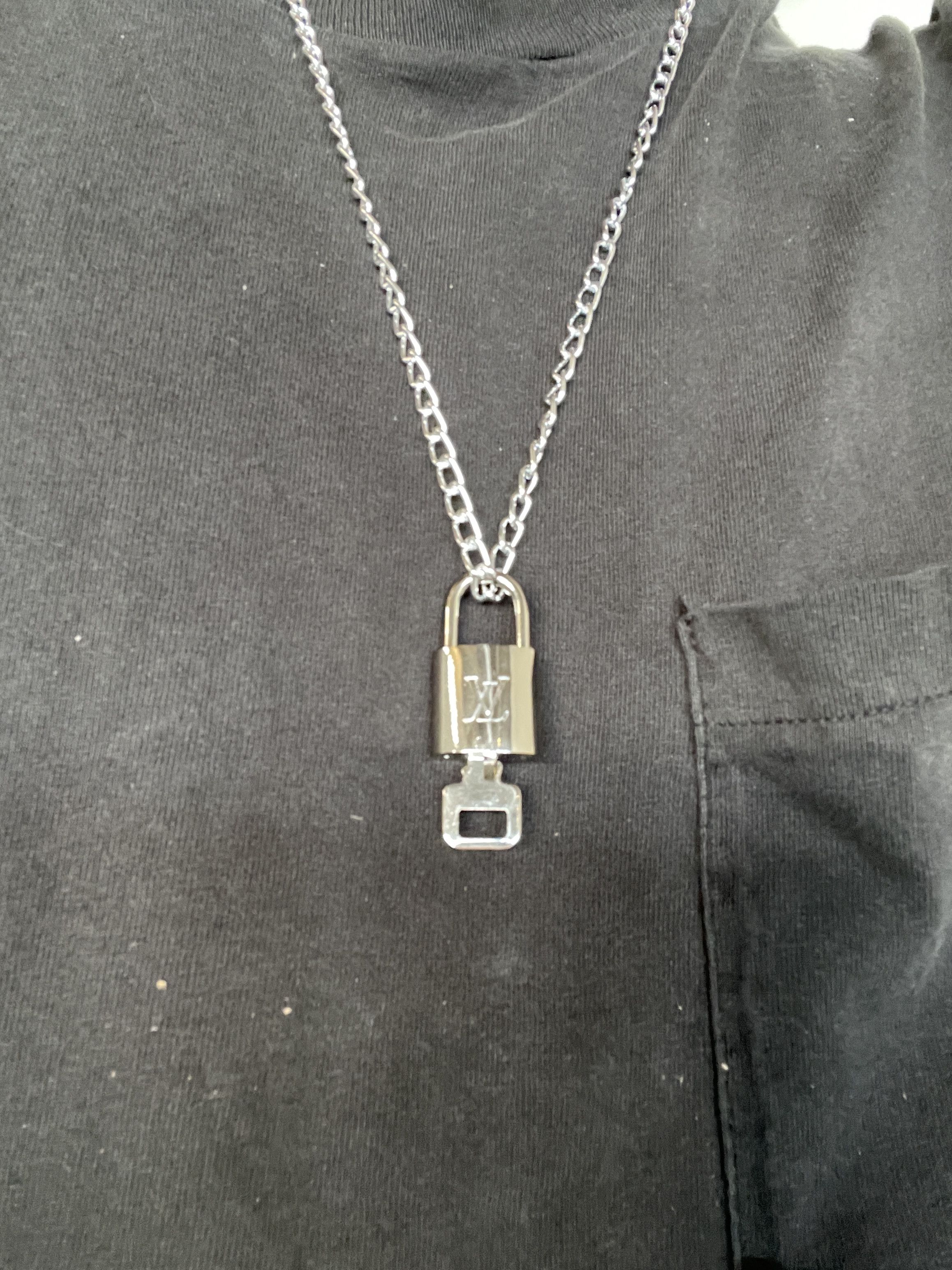 Louis Vuitton Silver Lock and Key Chain Necklace | Grailed