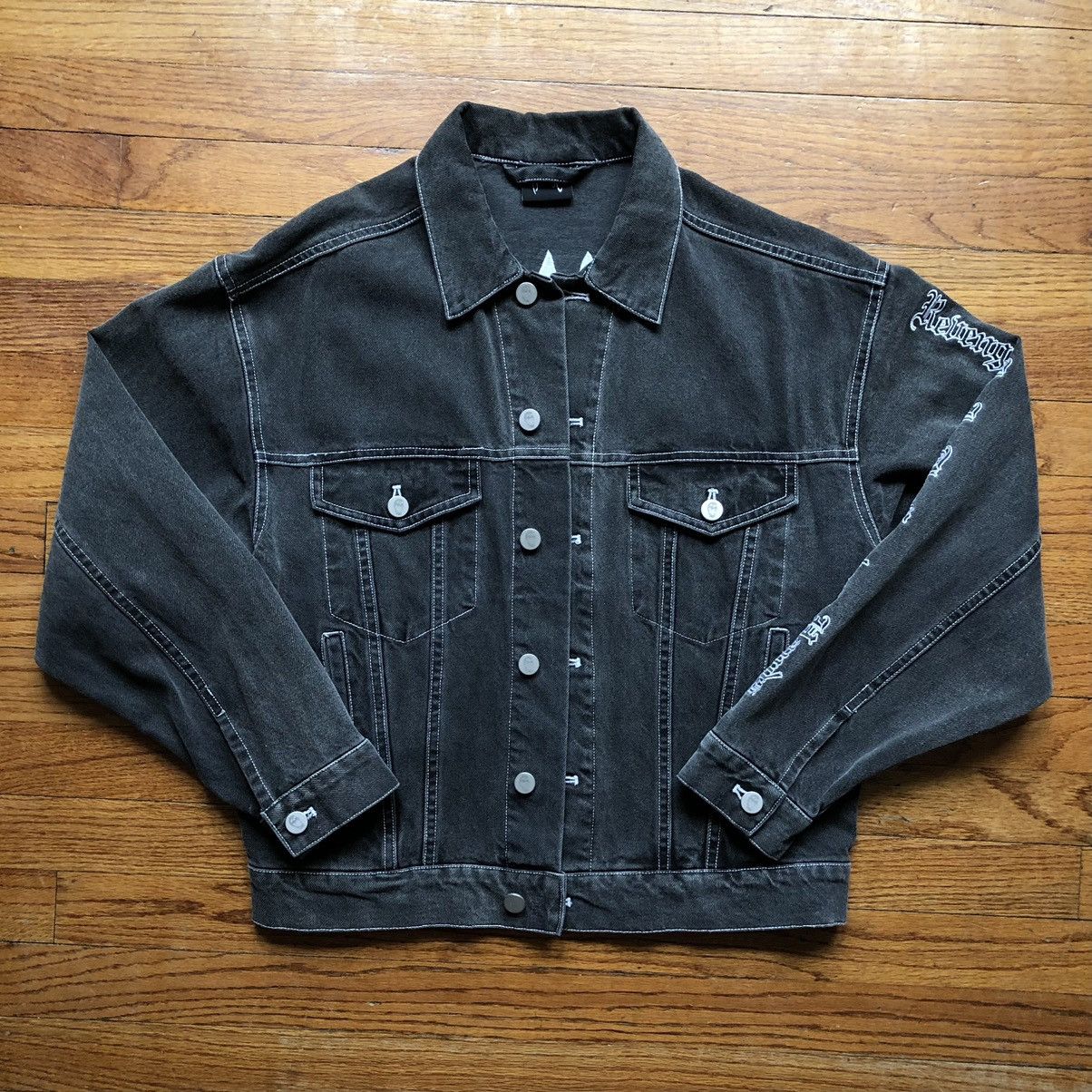 Revenge Revenge denim jacket Black/white embroidered | Grailed