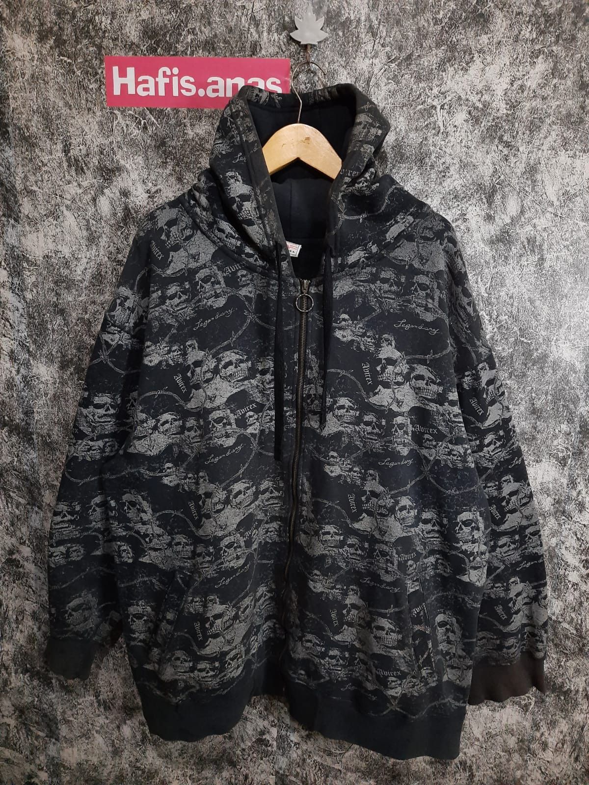 Avirex × Skulls × Vintage Vintage Rare AOP Avirex Zipp Hoodie Jacket ...