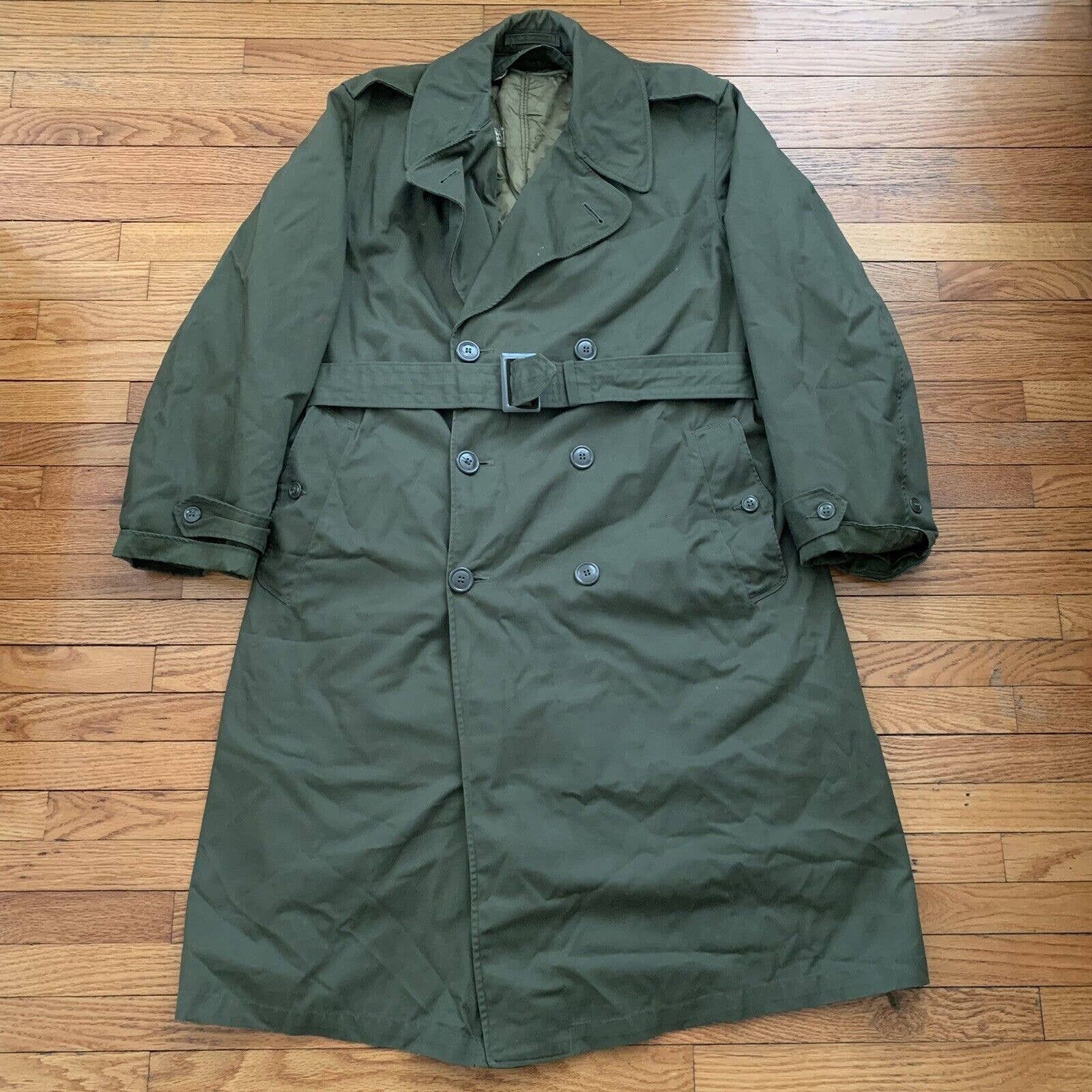 Military × Vintage US Military Korean War Era OG-107 Sateen Trench ...