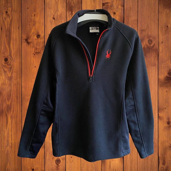 Spyder Spyder Outbound 1/2 Zip Fleece Knit Sweater Black Red Mens L ...