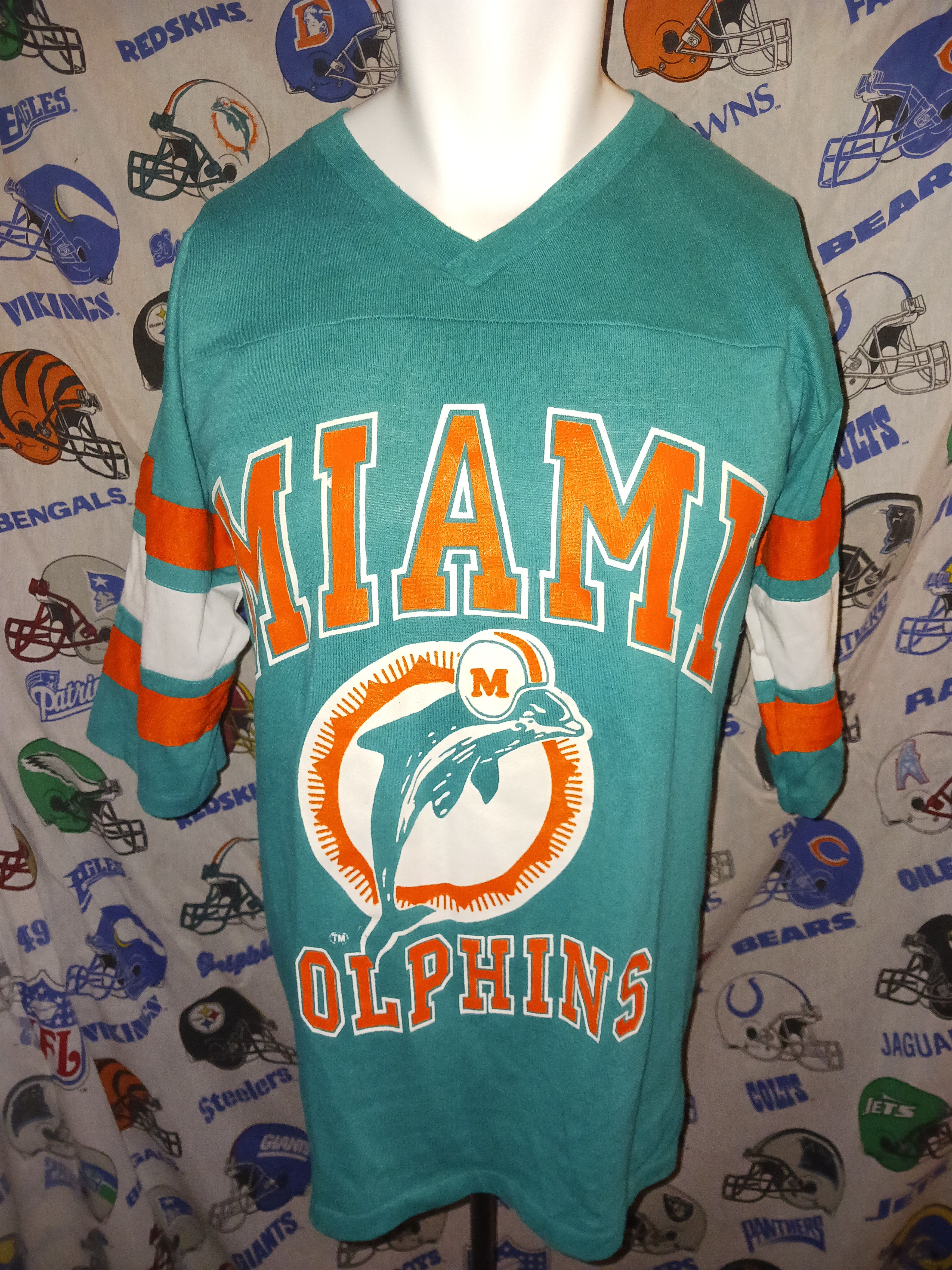 NFL × Vintage Vintage 1990s Miami Dolphins Logo 7 NFL Football Shirt ...