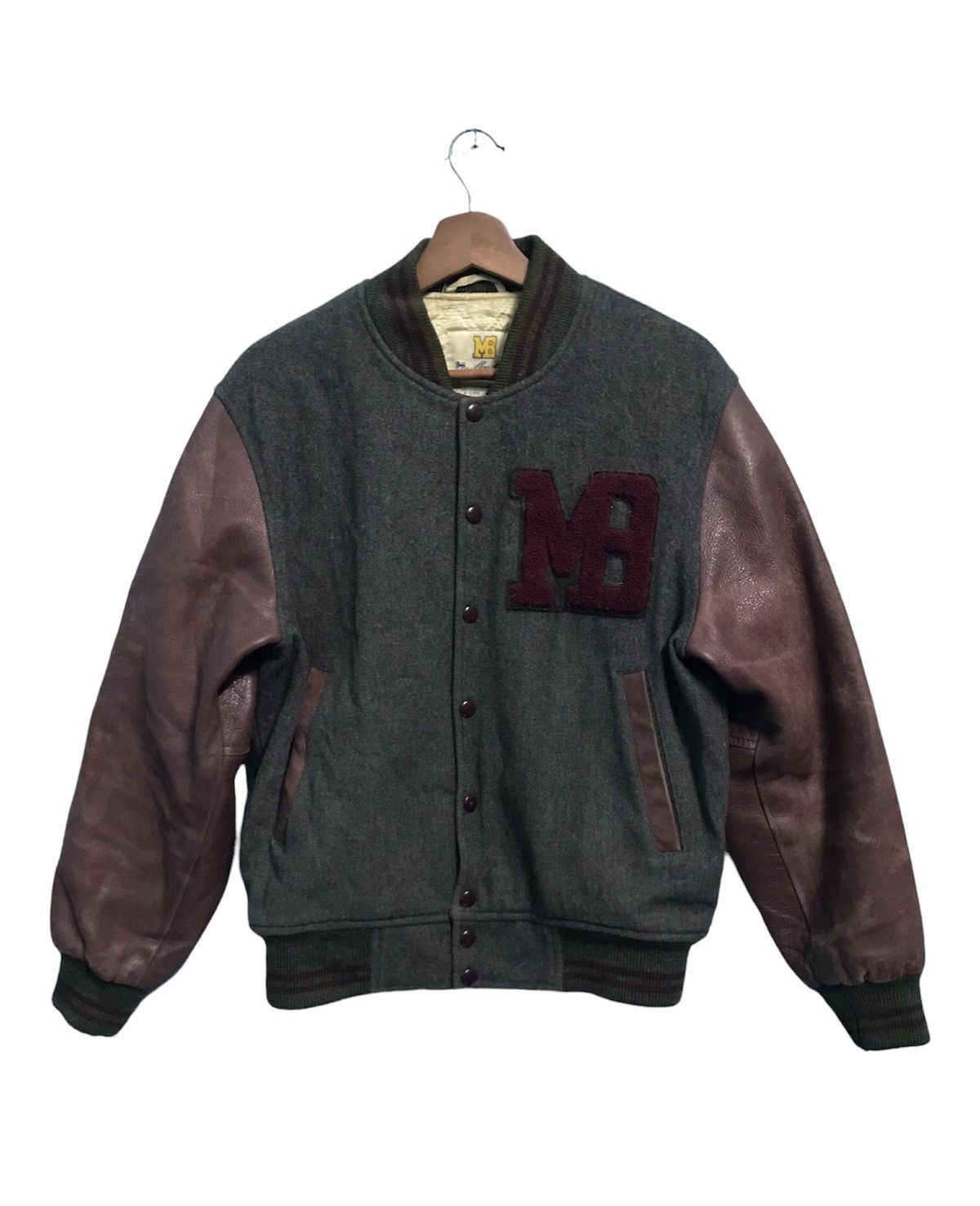 Macbeth × Streetwear Vintage MacBeth Varsity Jacket Leather Sleeve ...