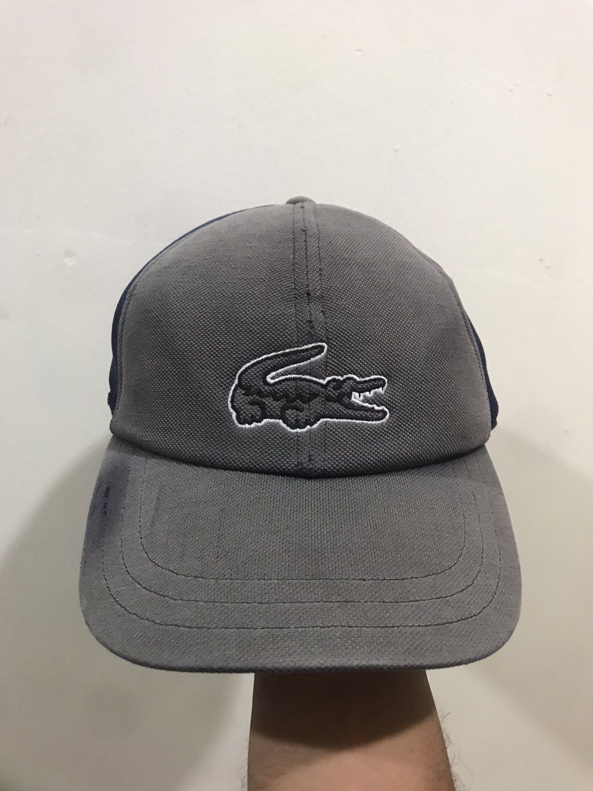 Vintage Distressed Lacoste Big Crocs Faded Grey Navy Blue | Grailed