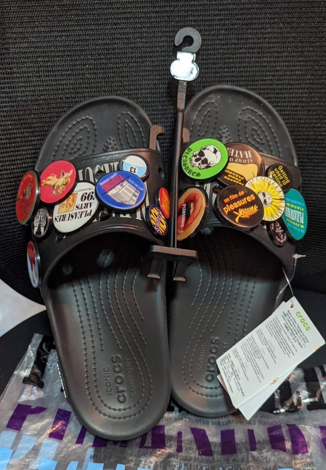 Crocs × Pleasures CROCS X PLEASURES BUTTON CLASSIC SLIDES - Free ...