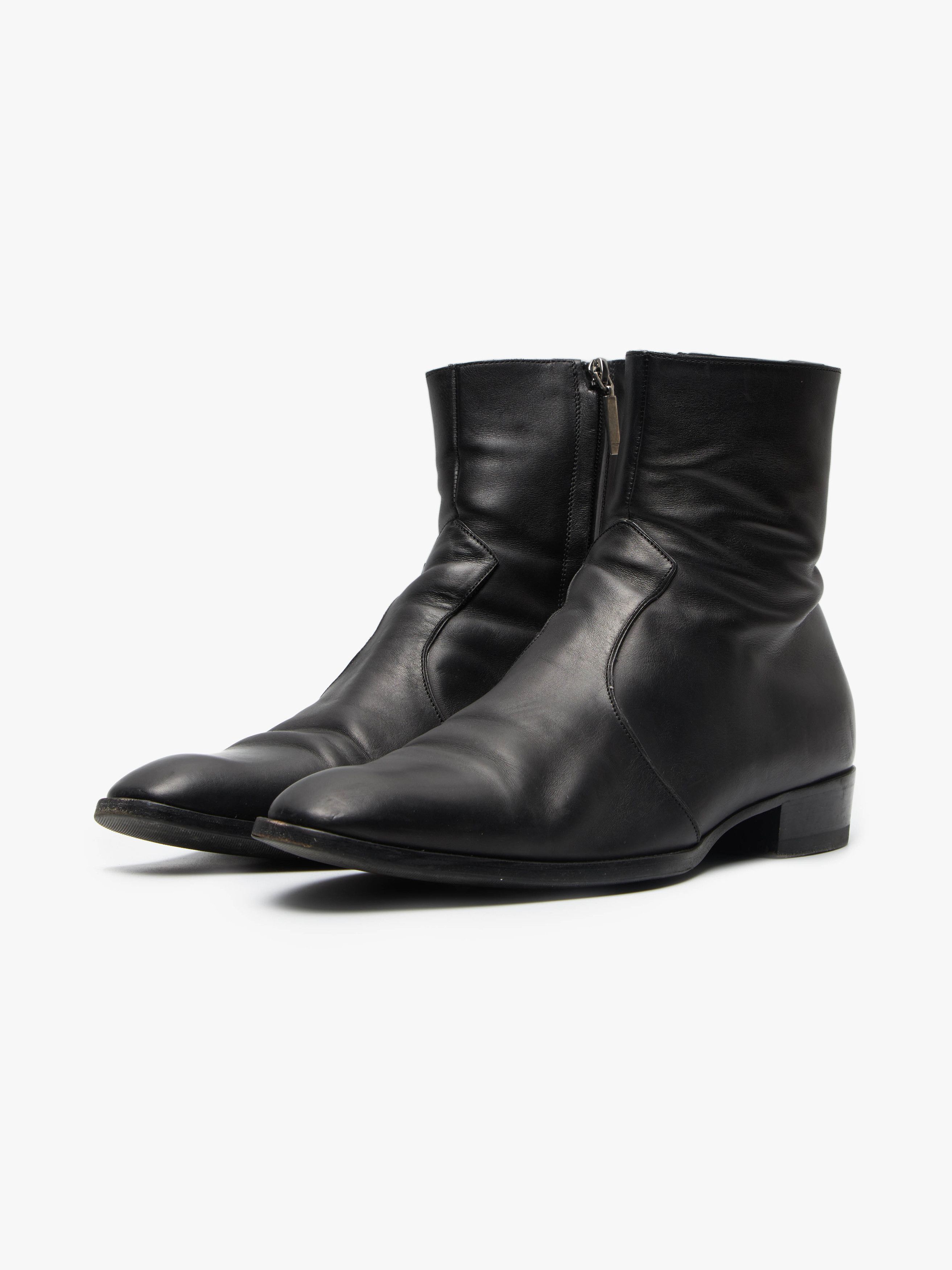 Saint Laurent Paris Black Leather Zipped Boots | Grailed
