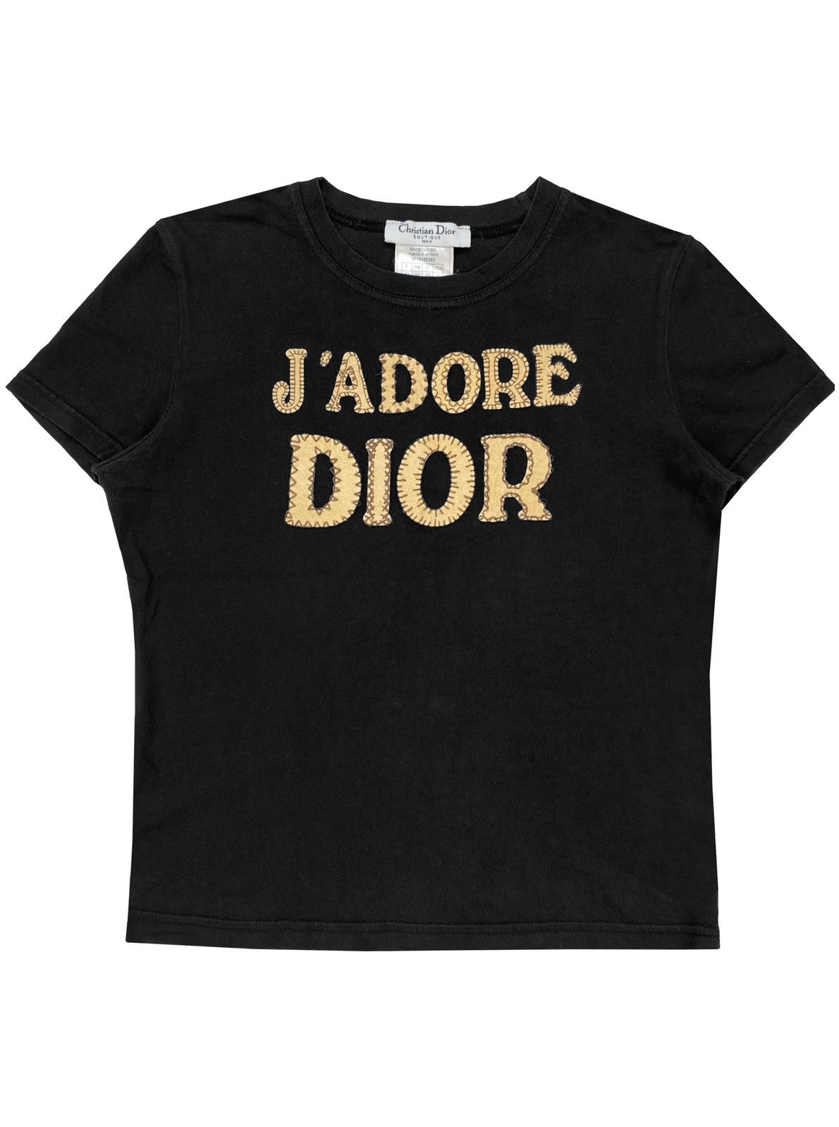 Dior 2000’s Dior “J’adore Dior” Contrast Stitch Black T-Shirt | Grailed