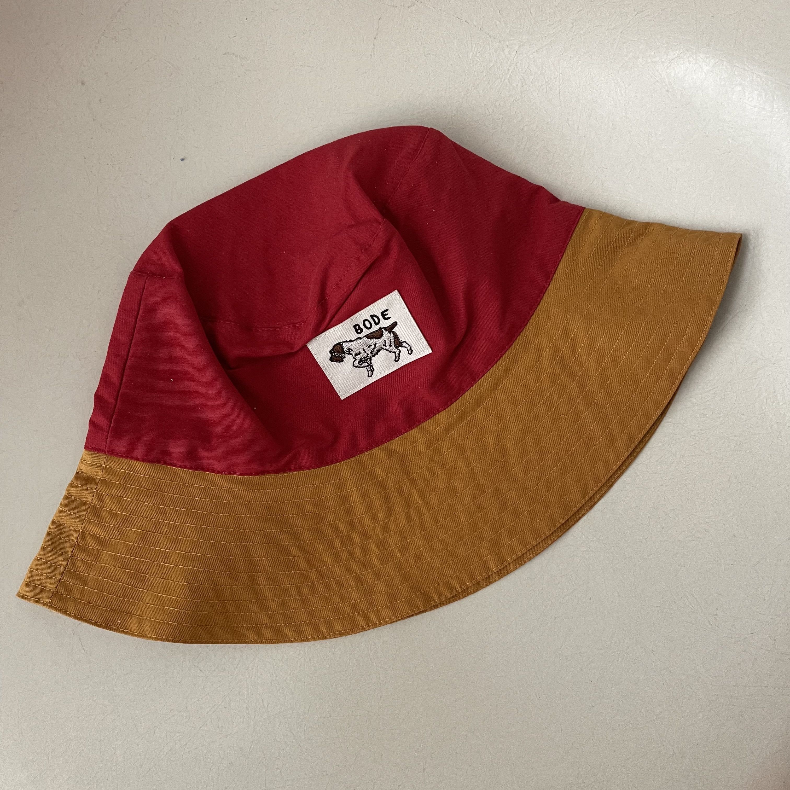 Bode Monday Bucket Hat Cap Label Logo Red Turmeri OS NEW | Grailed