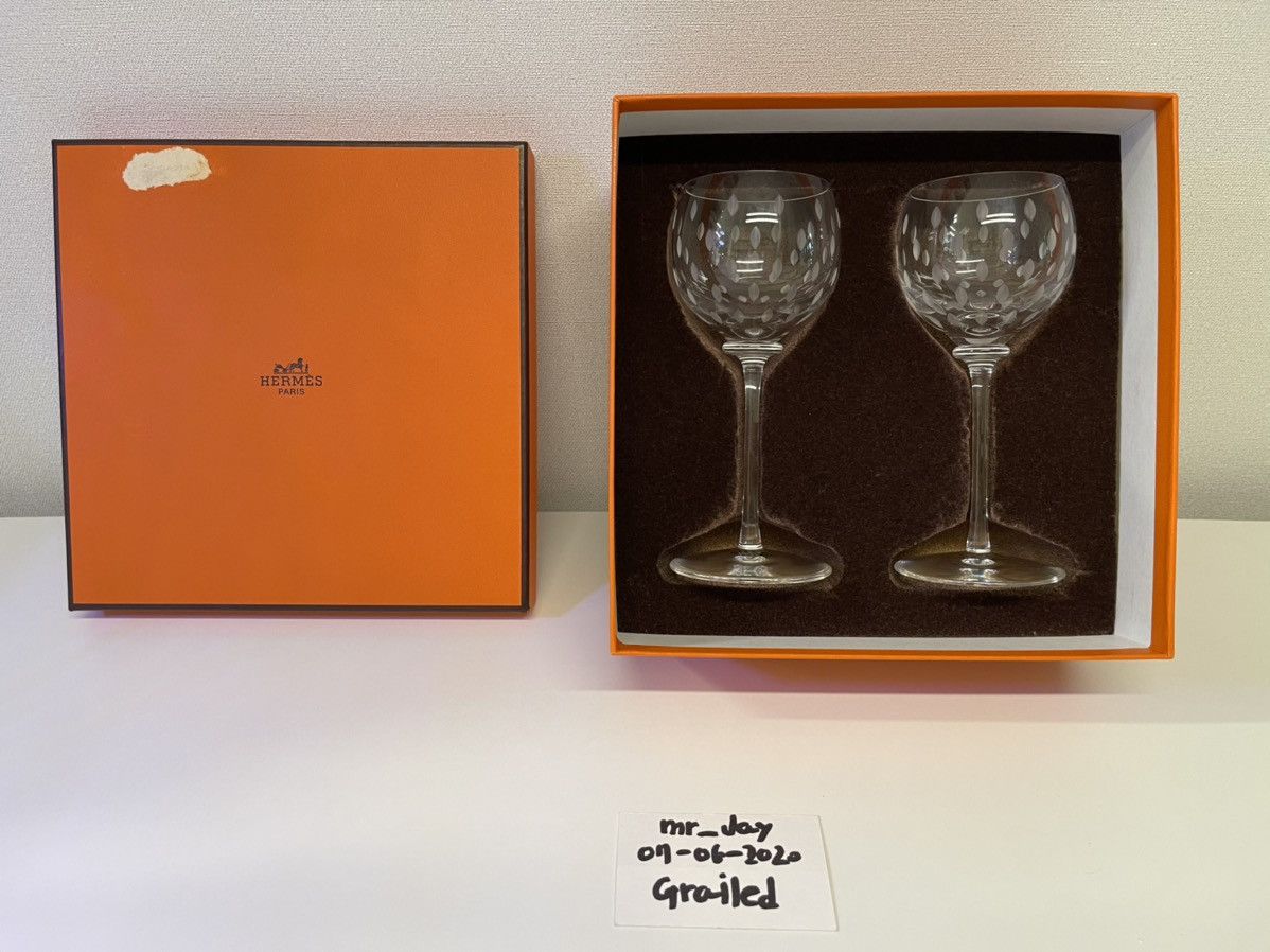 Hermes × Luxury Hermes Fanfare Dotted Pair Wine Crystal Glass Set | Grailed