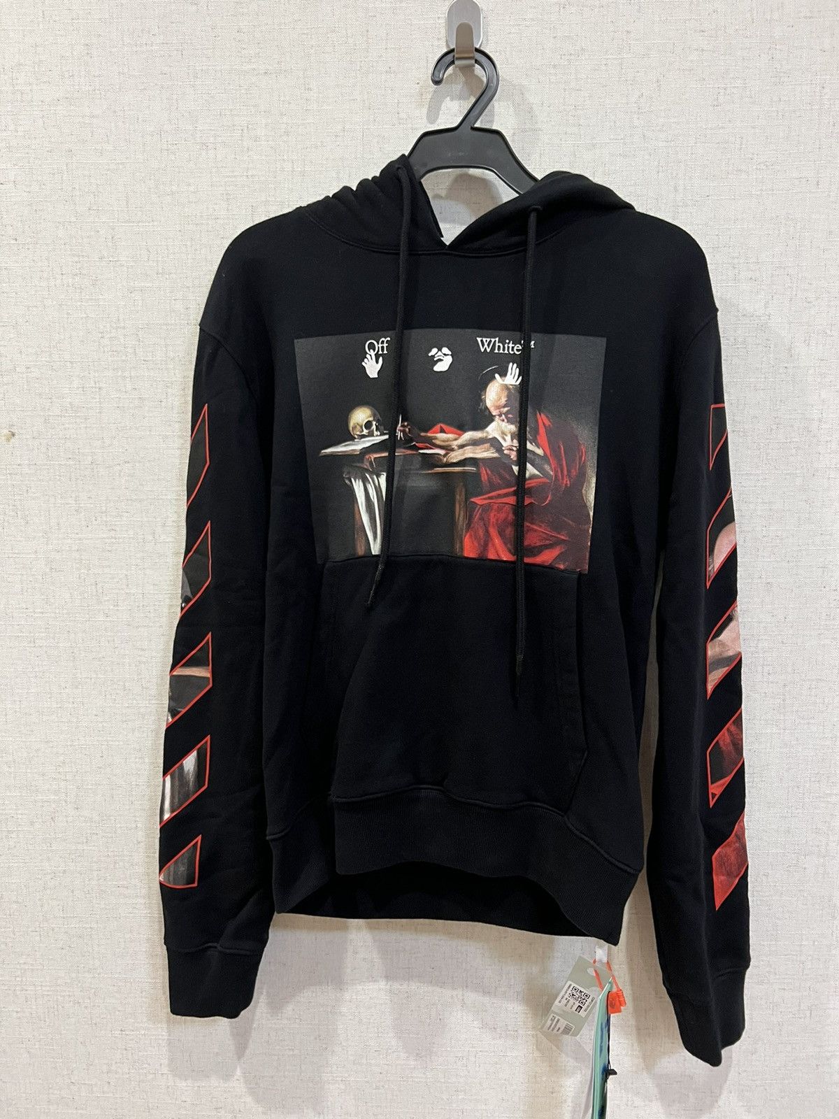 Off-White Caravaggio Saint Jerome writing diagonal sleeve hoodie | Grailed