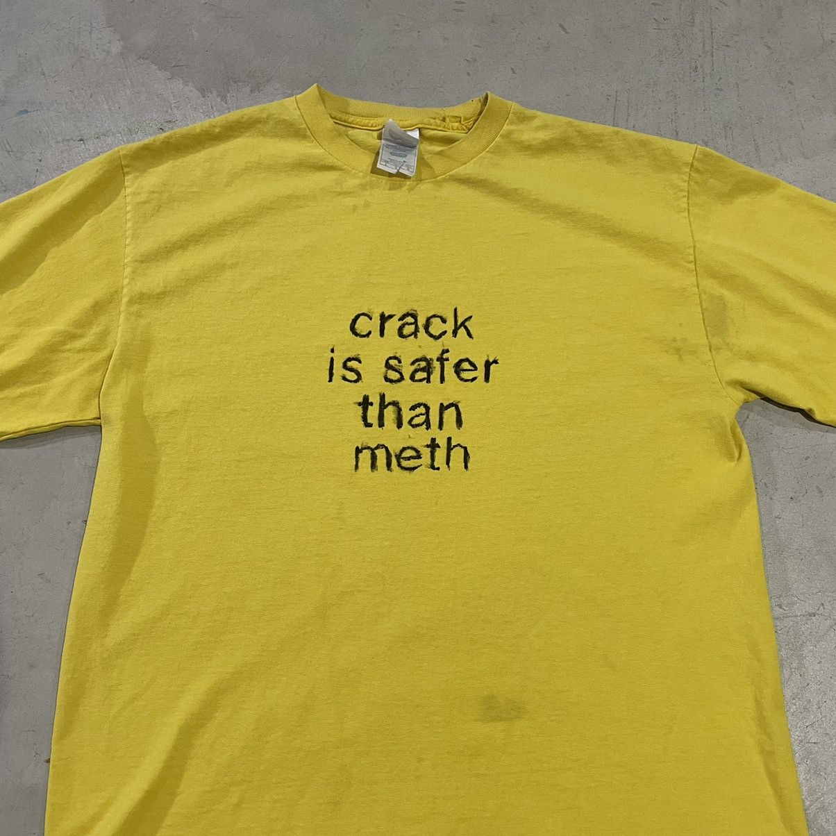 Vintage crack is safer than meth Joke tee drugs Art distressed | Grailed