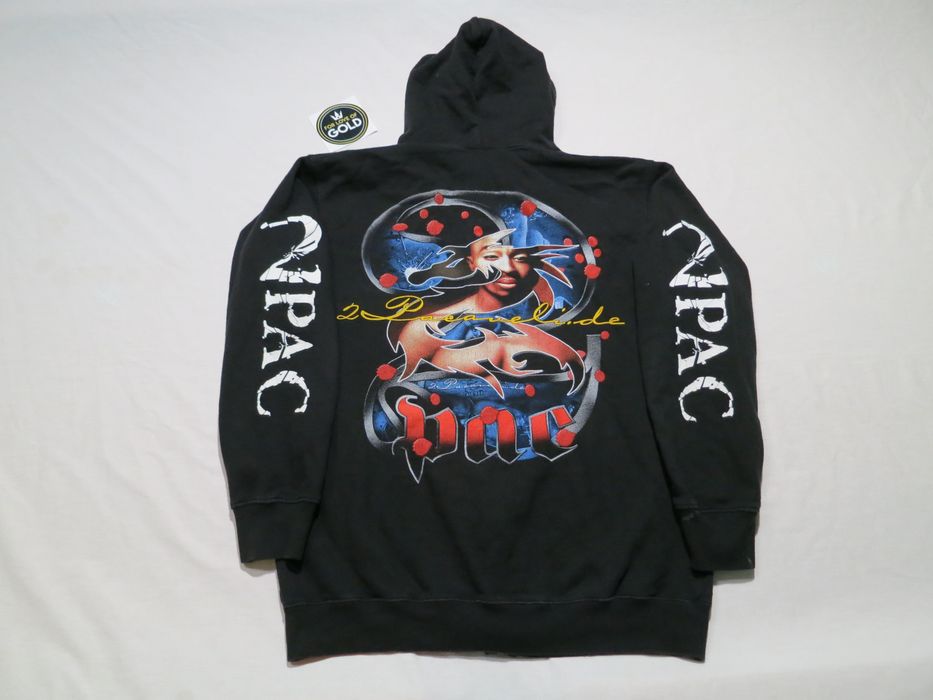 Hype 2000s The Roxx Tupac / 2Pac zip-up graphic black hoodie | Grailed