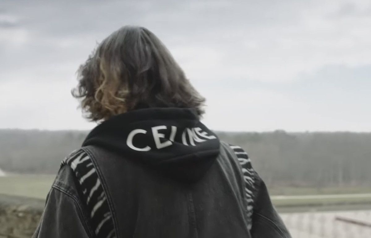 Celine × Hedi Slimane Runway Celine zip up hoodie rare back hood print ...