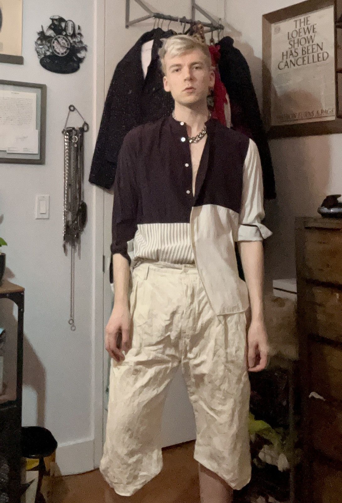 Ann Demeulemeester Huge Ann D Sample Brocade Cropped Pants / Shorts (30 ...