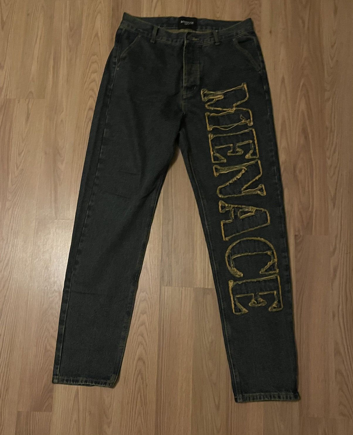Menace Menace LA stencil jeans with brown undertone | Grailed