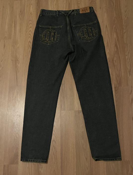 Menace Menace LA stencil jeans with brown undertone | Grailed