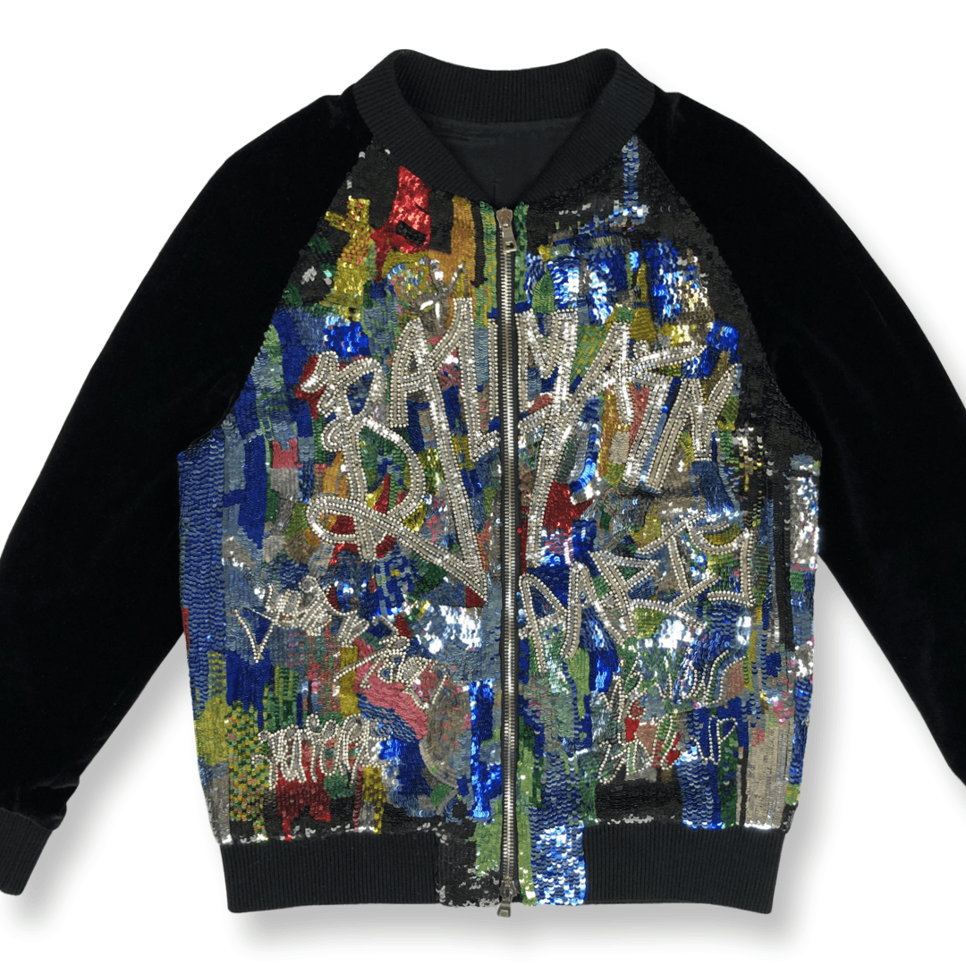 Balmain Balmain Velvet Sequin-embellished Bomber Jacket | Grailed