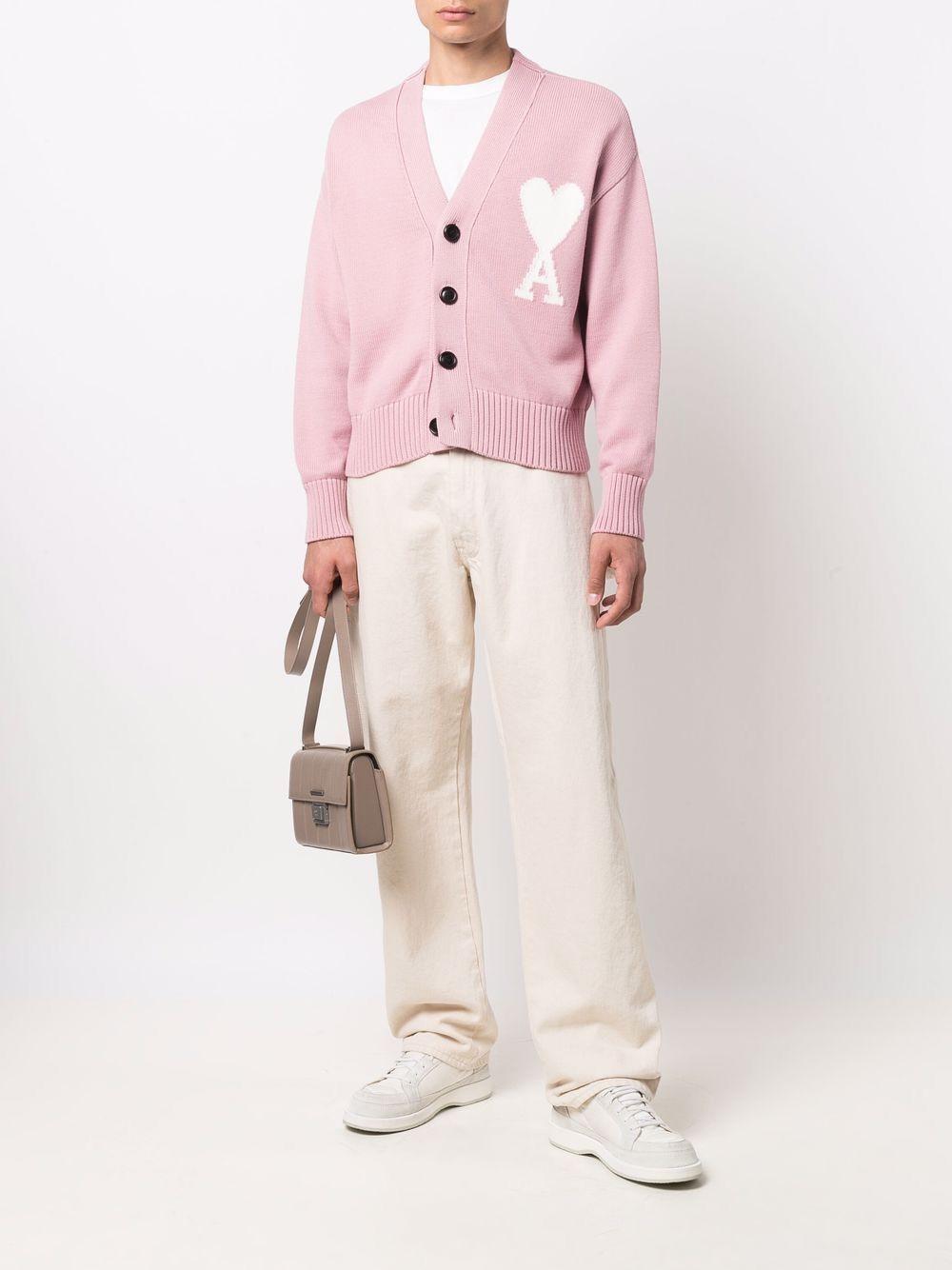 AMI Oversize Ami De Coer V-neck cardigan | Grailed