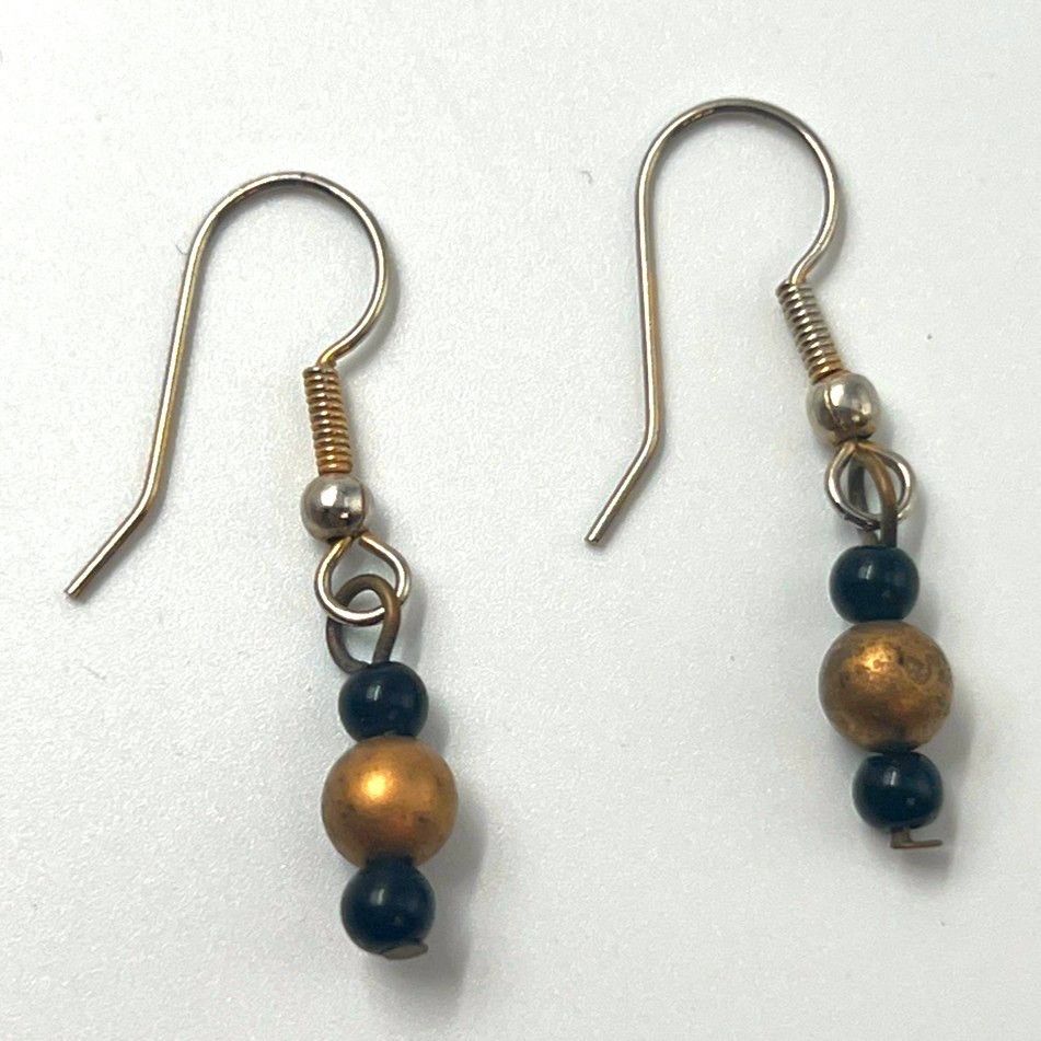 Other Earrings Bead French Ear Wire Black Gold Jewelry | Grailed
