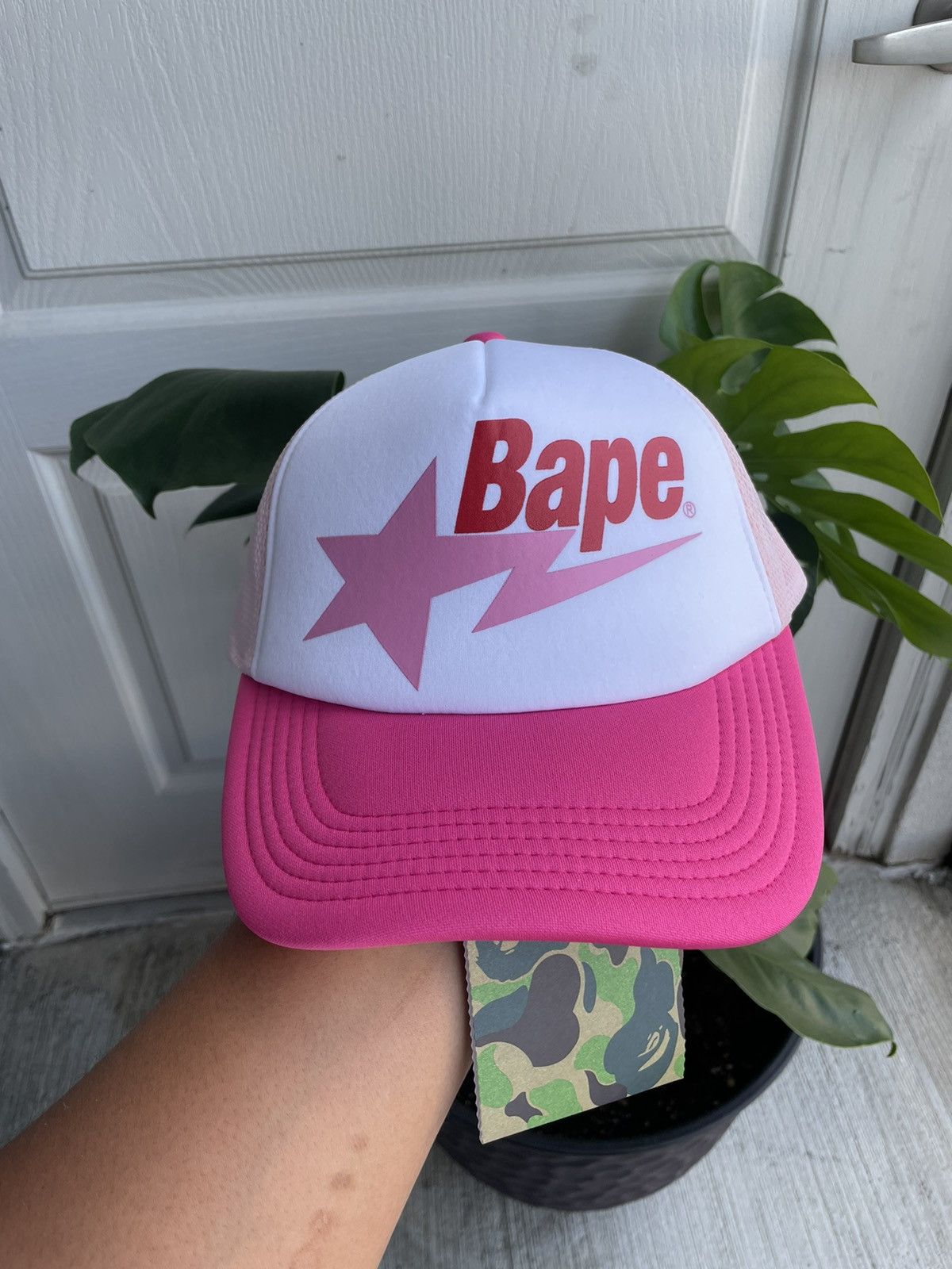 Bape Bape Sta Pink Trucker Hat BRAND NEW A Bathing Ape | Grailed