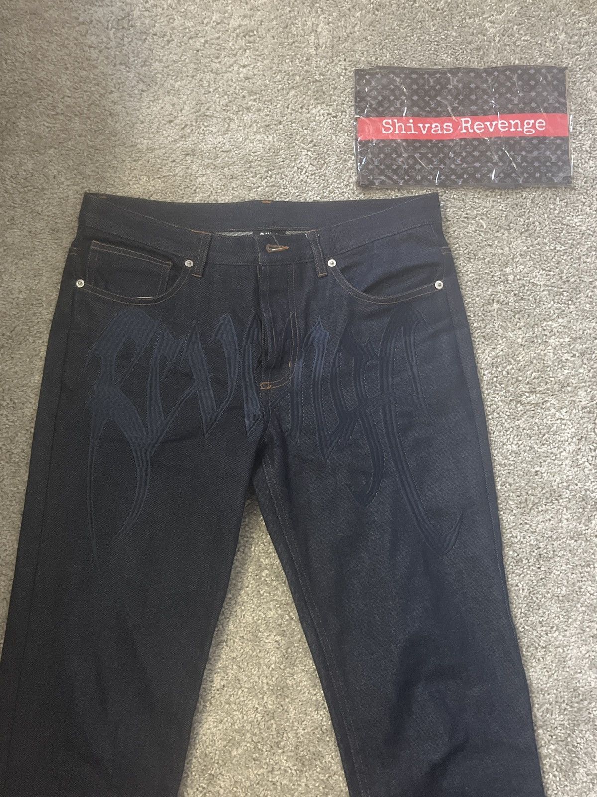 Revenge Revenge Navy Blue RAW Denim Jeans M | Grailed