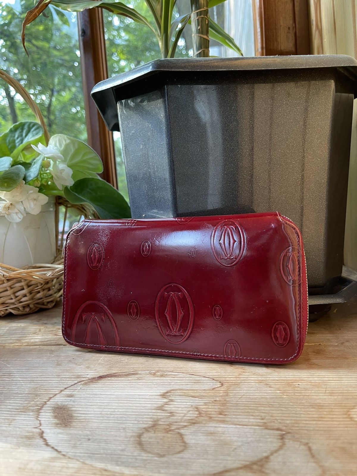 Vintage 🔴vintage red Cartier zip wallet Happy Birthday leather | Grailed