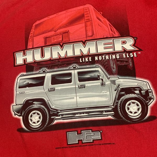 Vintage Vintage ODM Hummer “Like Nothing Else” Red Graphic T-shirt ...