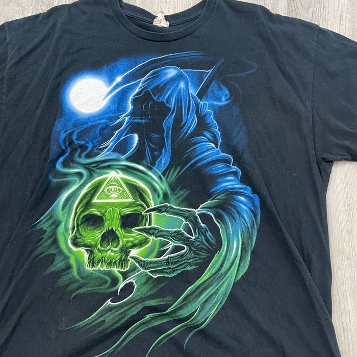 Vintage VINTAGE 2000s Y2K Skull Goth Emo Reaper Shirt | Grailed