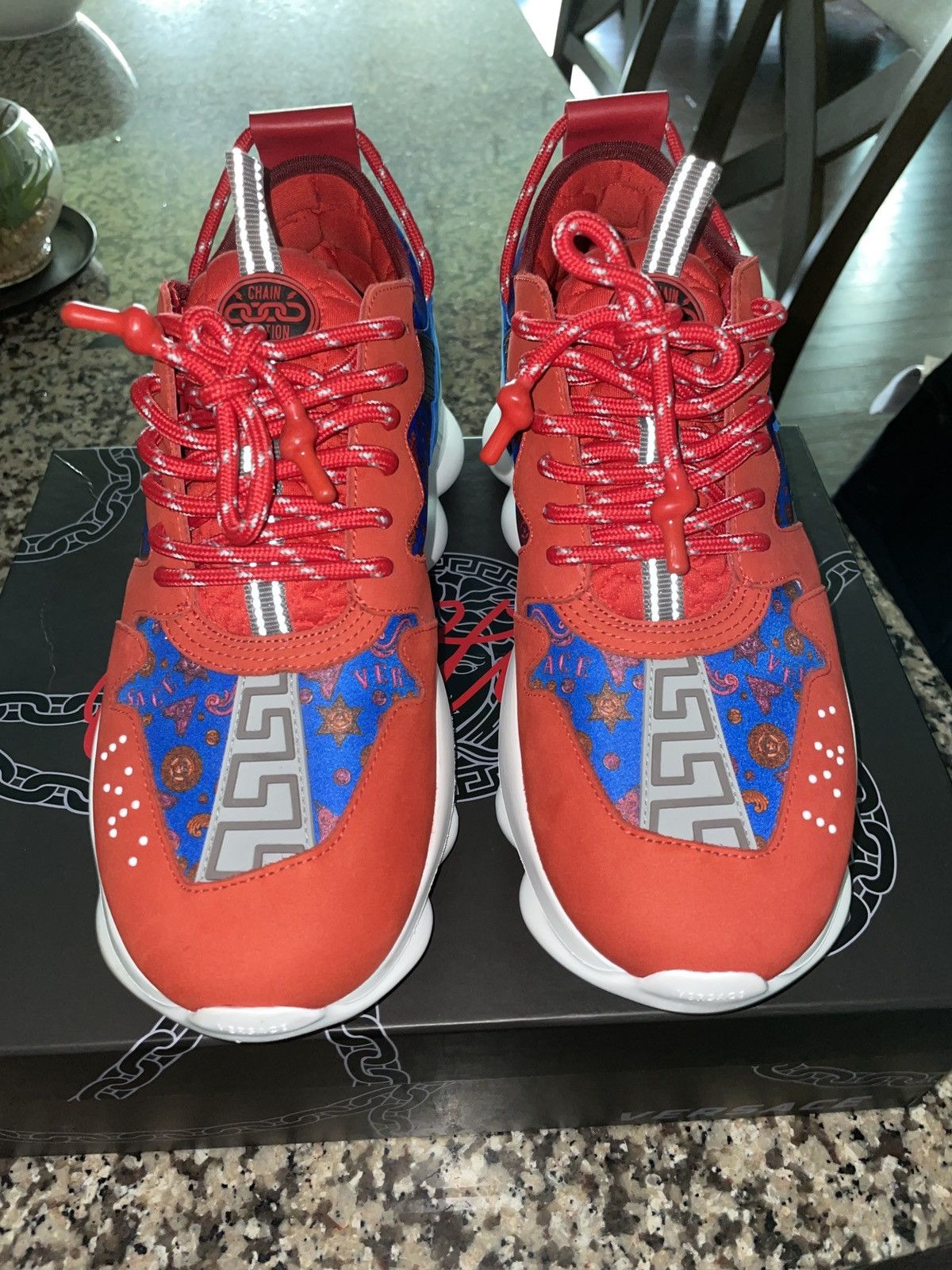 Versace Versace Chain Reaction Shoes Red/Blue “Barroco” | Grailed
