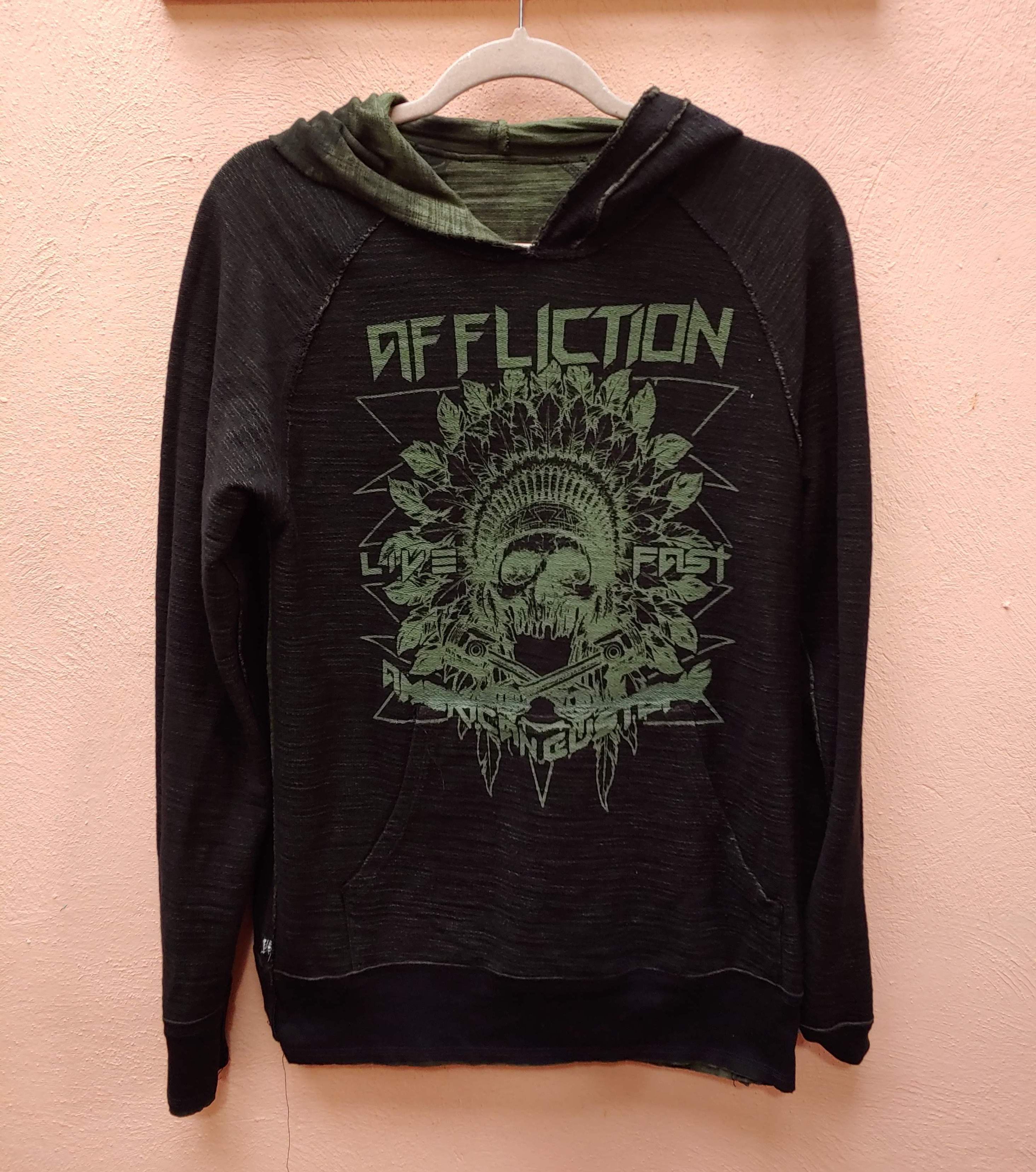 Affliction Affliction Distressed Black and green reversibe Hoodie | Grailed