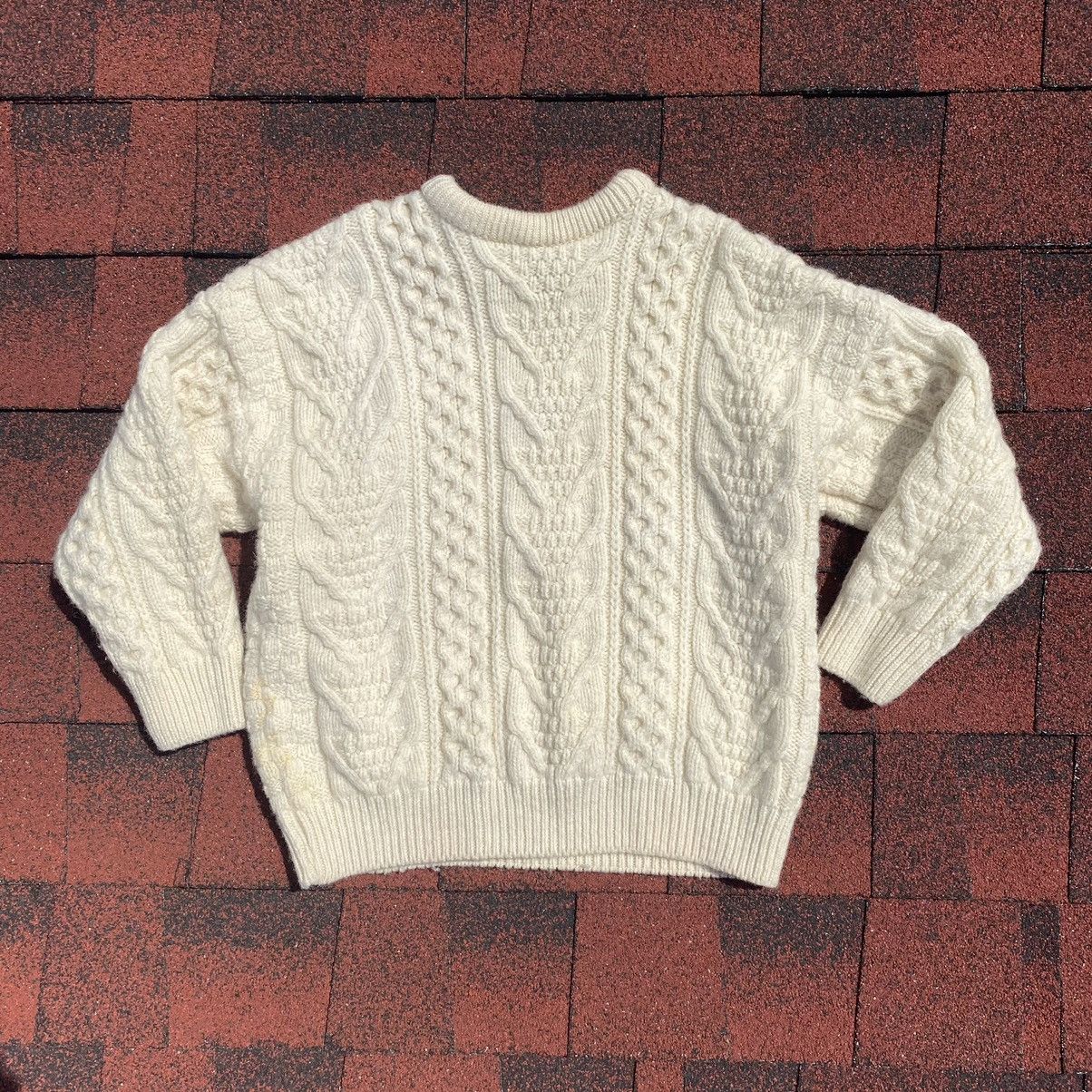 Vintage Wool Cream Color Cable Knit Sweater | Grailed