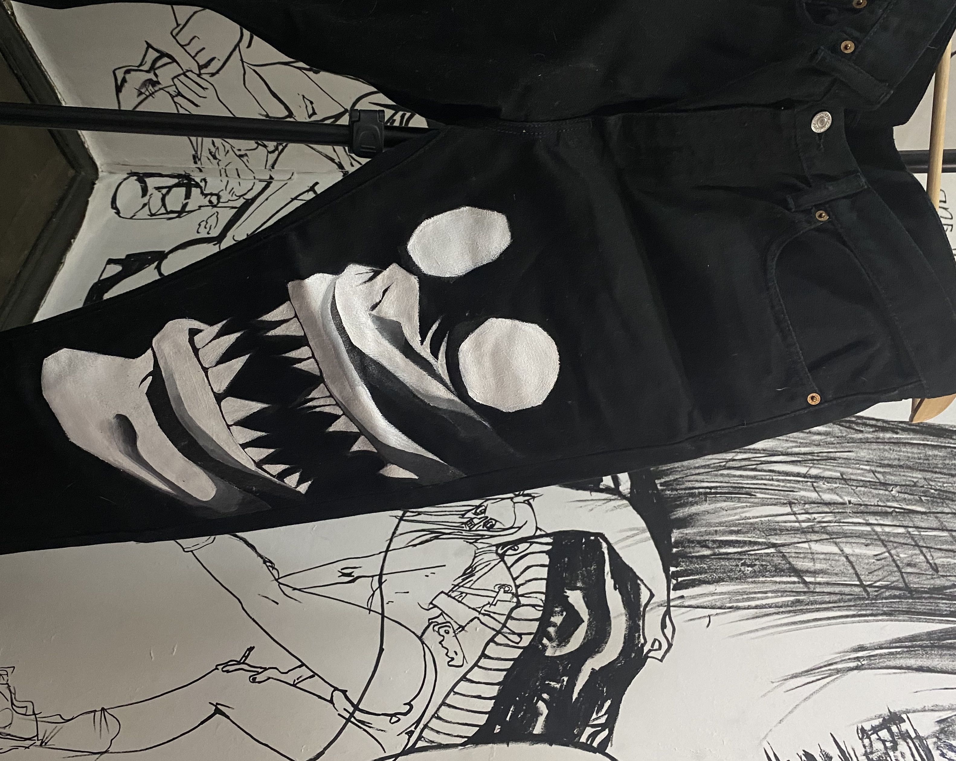 Levi's 🟢Black vintage Levi Death note handmade drawing streetwear | Grailed