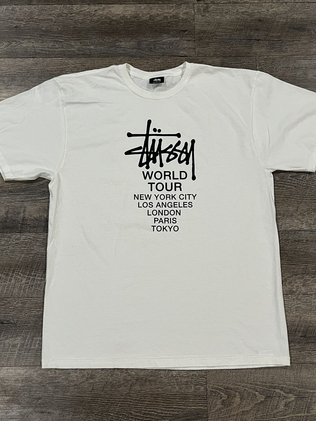 Stussy Rare Vintage Stussy World Tour Beige Tee Size Large | Grailed