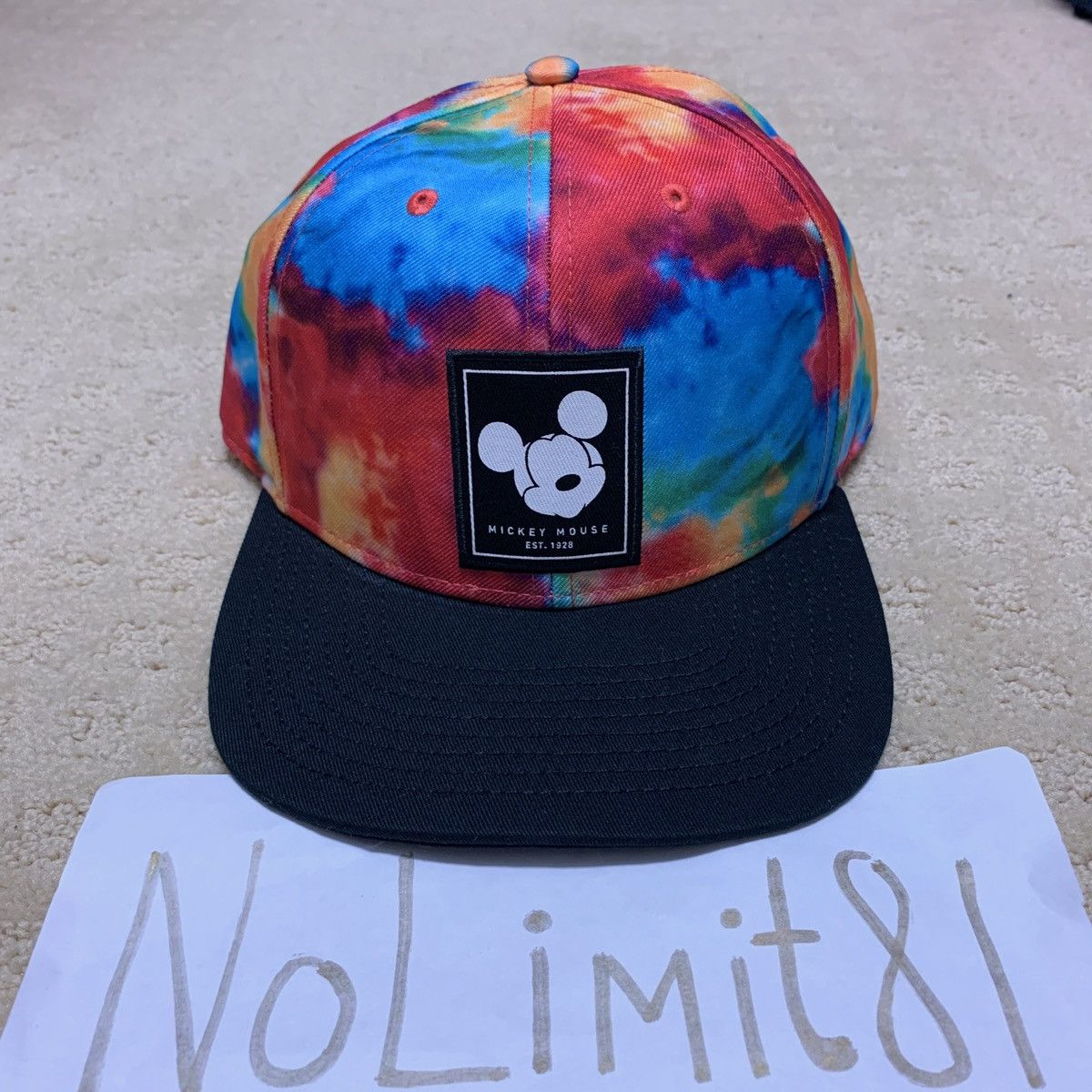 Neff Disney x NEFF Mickey Mouse Box Logo Tie Dye Snapback Hat | Grailed