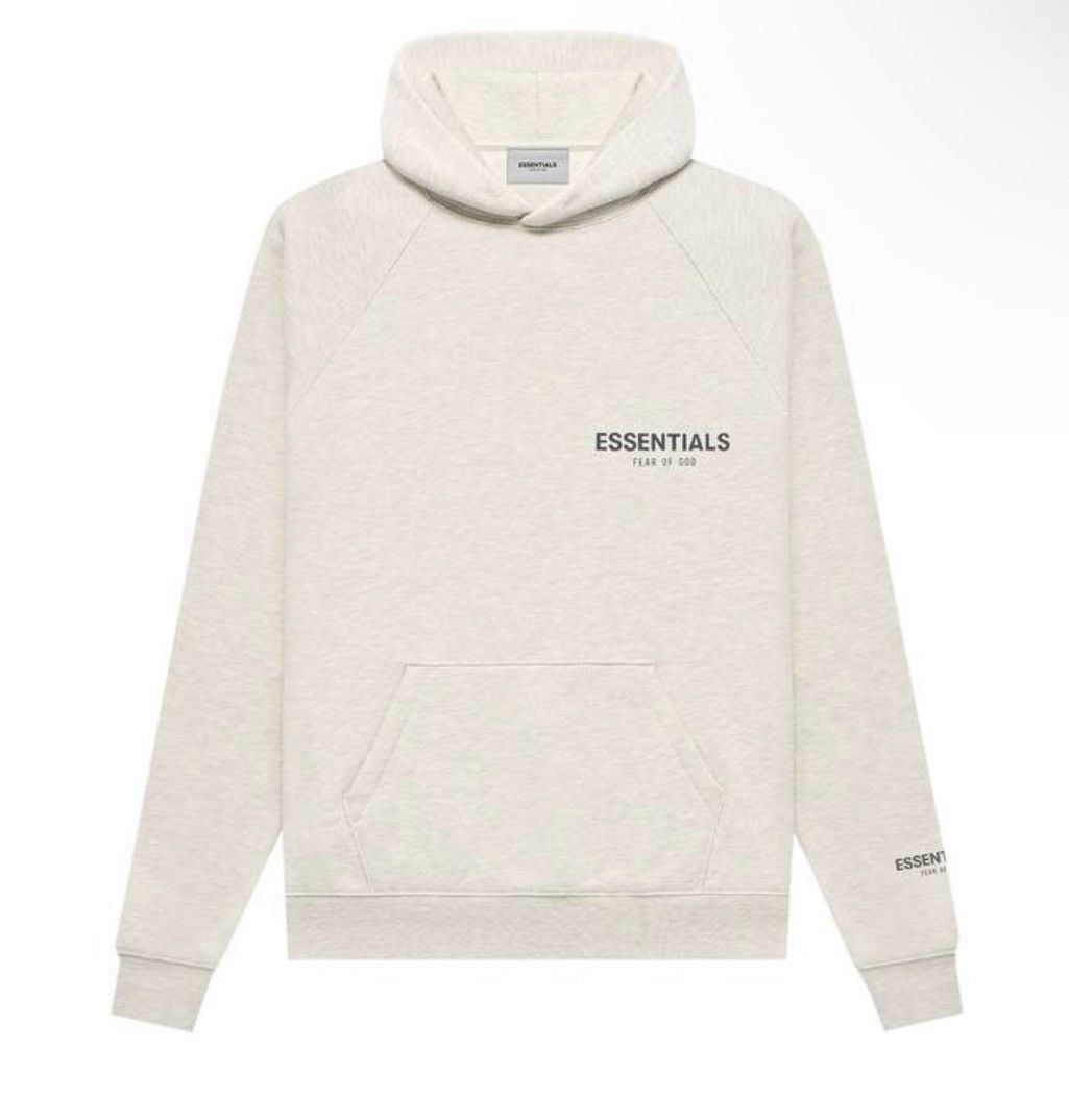 Fear of God × Pacsun Fear of god essentials pullover hoodie light heather oatmeal | Grailed