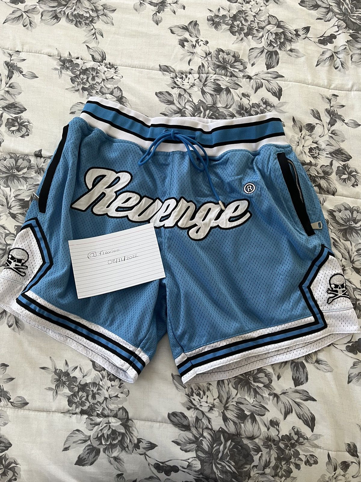 Revenge Revenge Baby Blue Embroidered Basketball Shorts | Grailed