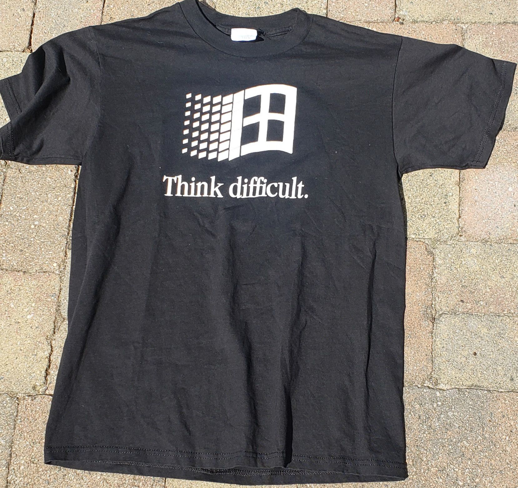 Hanes Windows " Think Difficult " Black Tee | Grailed
