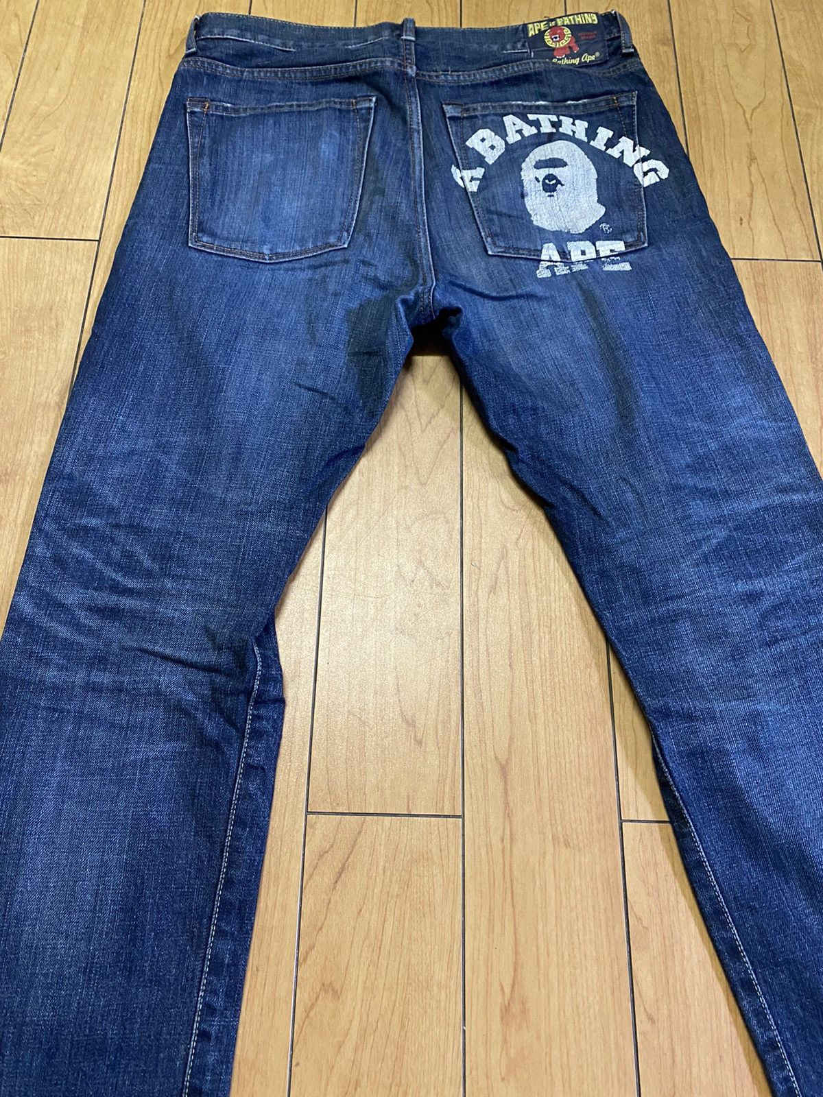 Bape bape 2008 type-05 slim denim blue college logo | Grailed