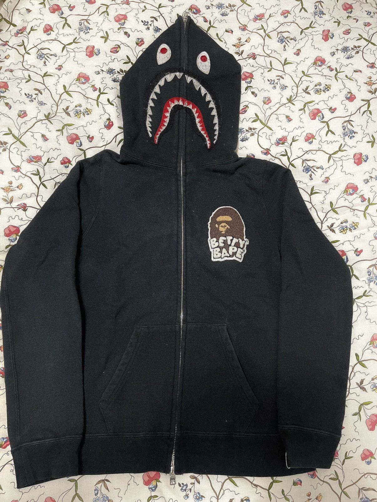 Bape Bape x Betty Fluffy Ape Head Logo Shark Full Zip Hoodie | Grailed
