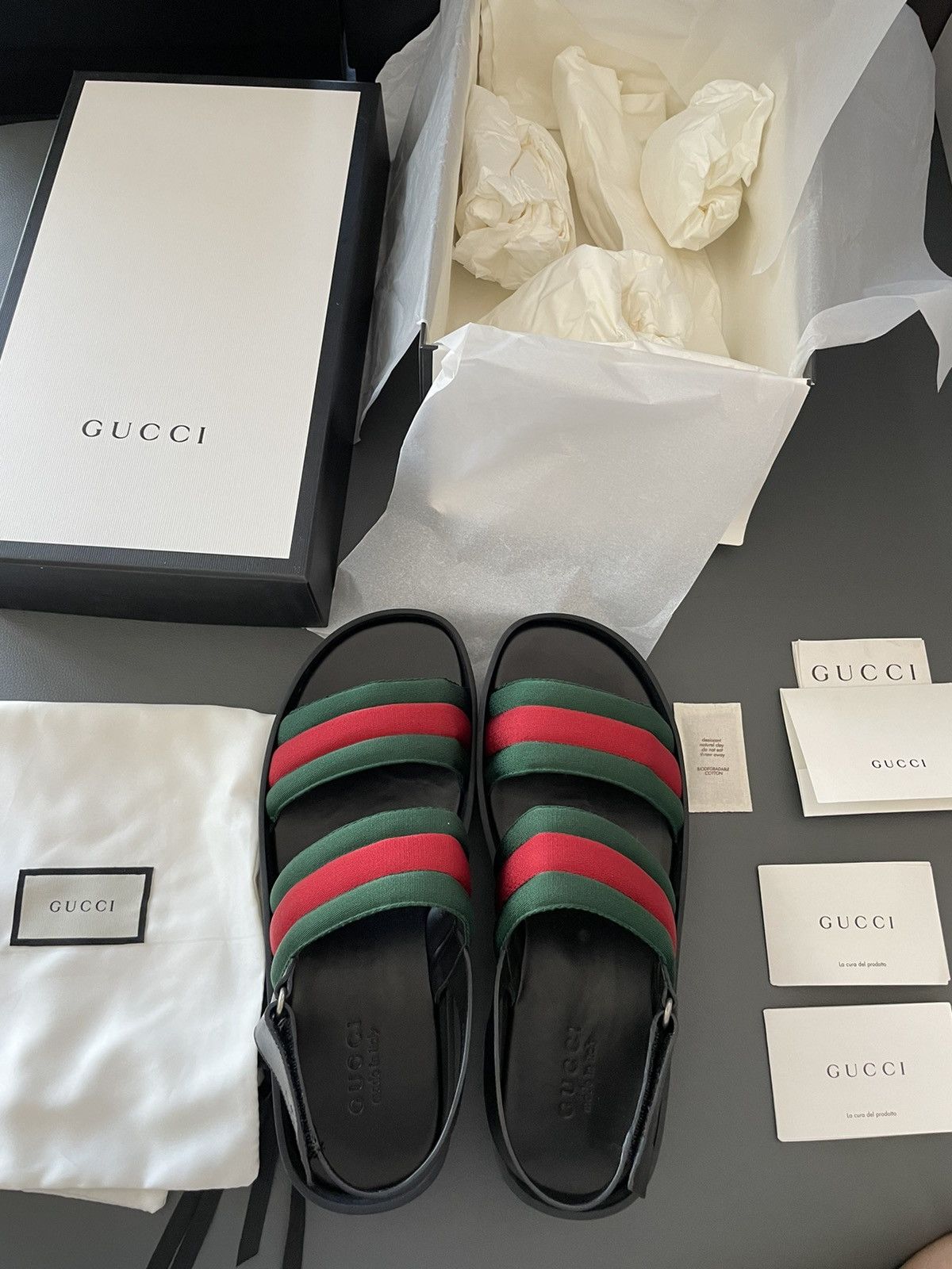 Gucci Rare Super Runway Iconic Gucci Tri Color Sandal Slides Shoes ...