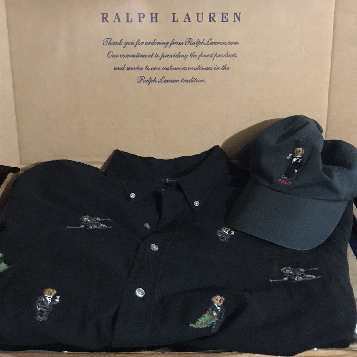 Polo Ralph Lauren Polo Ralph Lauren Black Polo Bear All Over ButtonUp ...