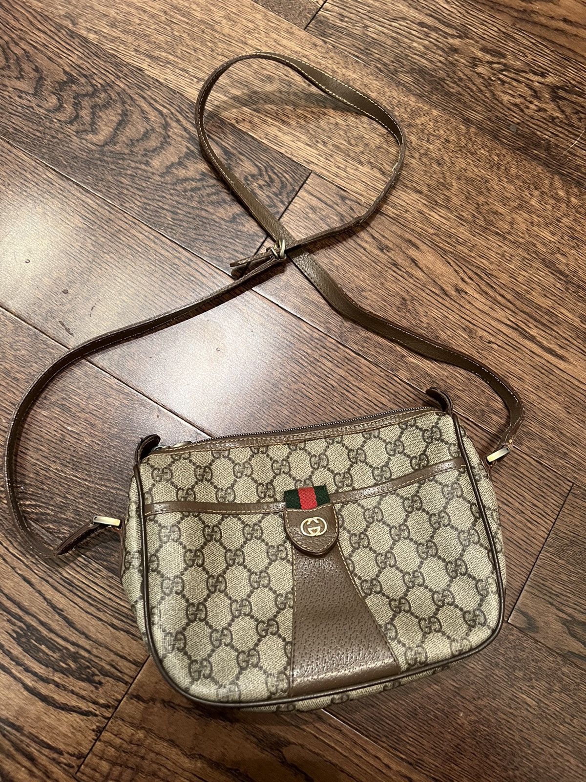 Gucci VINTAGE GUCCI PVC CANVAS BROWN CROSSBODY BAG | Grailed