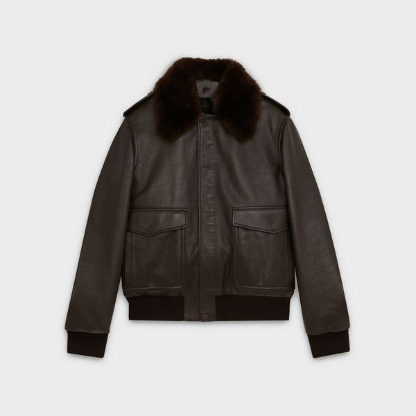 Celine Celine Shearling Collar Aviator Jacket in Medium | Grailed