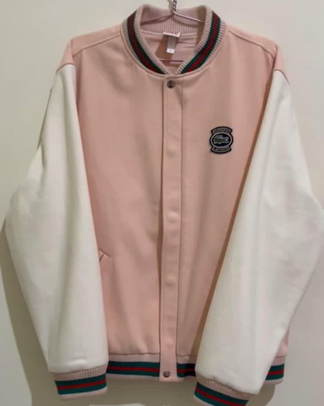 Lacoste × Supreme Supreme x Lacoste Wool Varsity Jacket Peach | Grailed