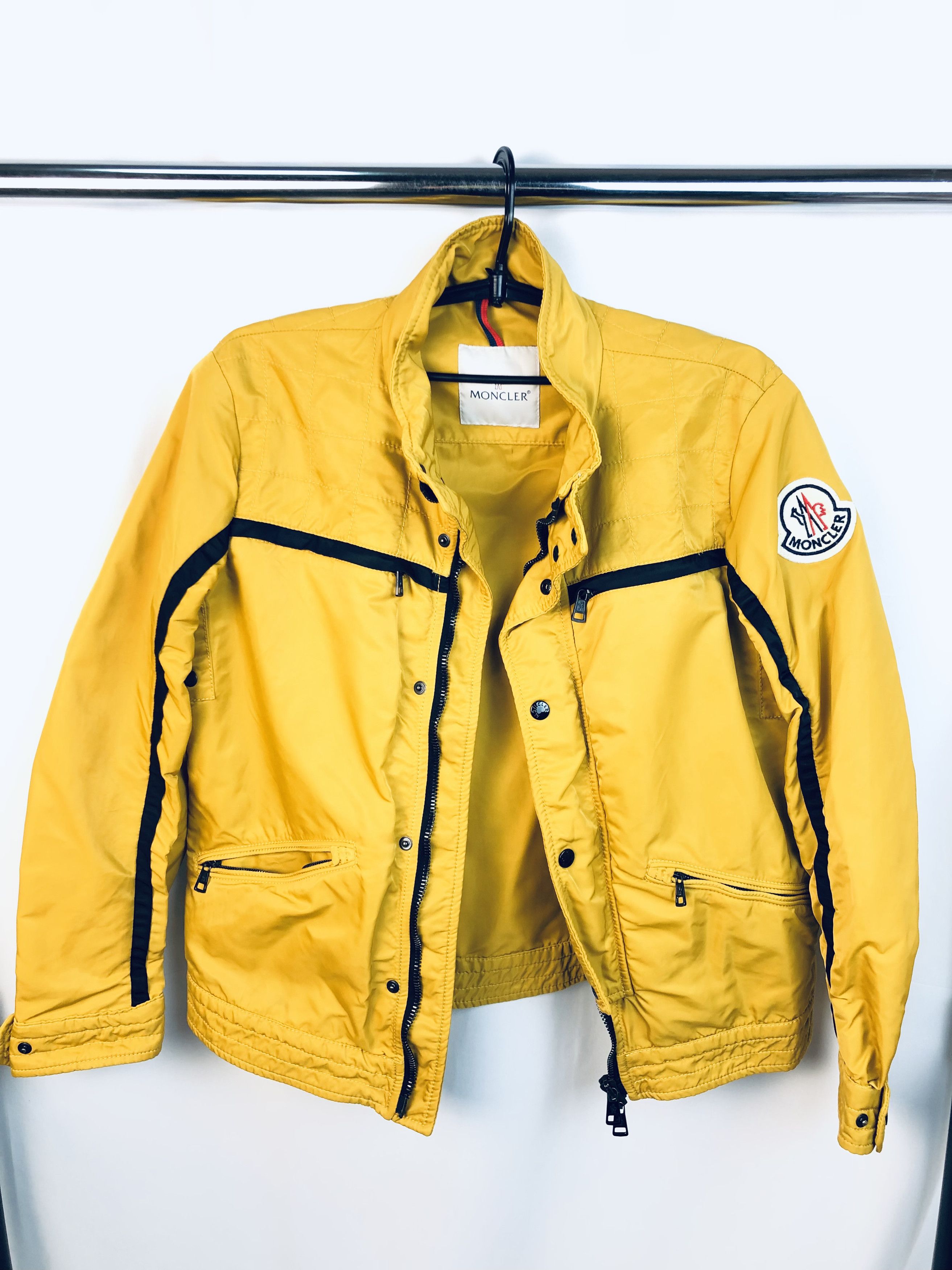 Moncler Moncler yellow biker jacket | Grailed