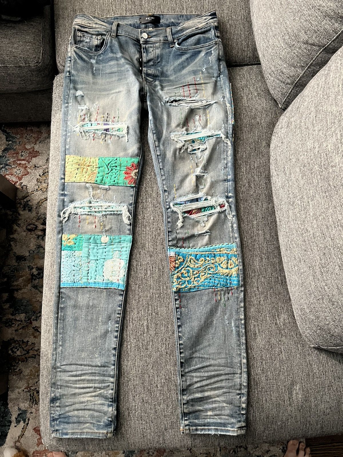 Amiri Amiri vintage quilted patchwork jeans | Grailed