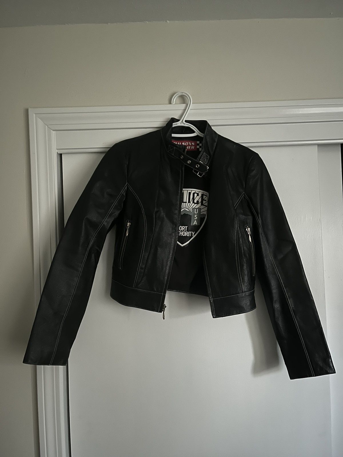 Vintage × Wilsons Leather Cafe Racer Airport Security Leather Jacket ...