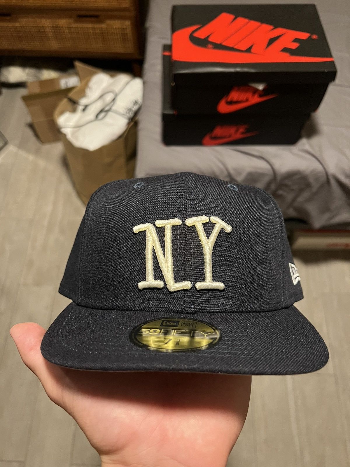 New Era × Stussy Stussy Navy “New Era Cap NY Squiggly” Size 7 3/8 | Grailed