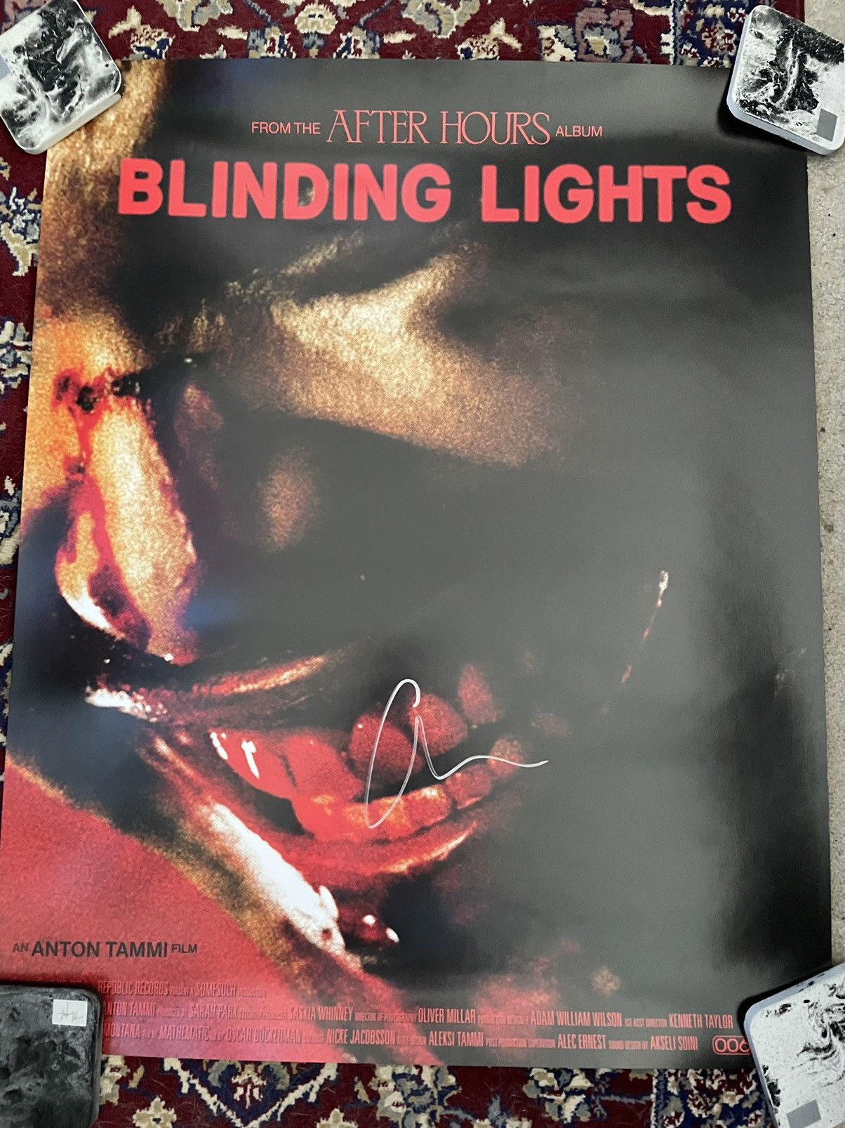The Weeknd × XO The Weeknd Blinding Lights signed poster | Grailed