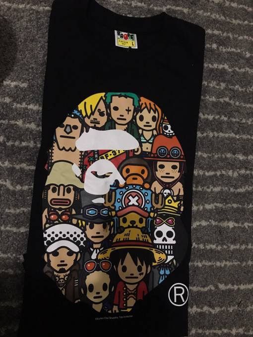 Bape × One Piece Bape X One Piece ONEPIECE CHARACTERS APE HEAD TEE MENS ...